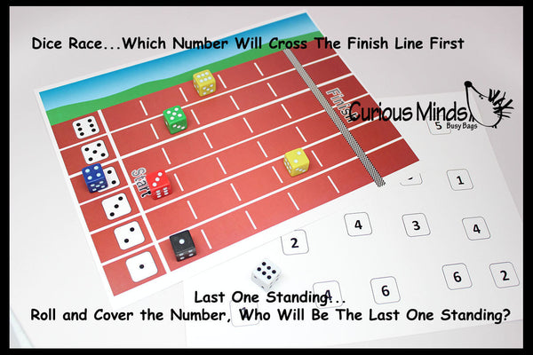 PDF File - YOU PRINT - Dice Race - Number Recognition Busy Bag - Toddl ...
