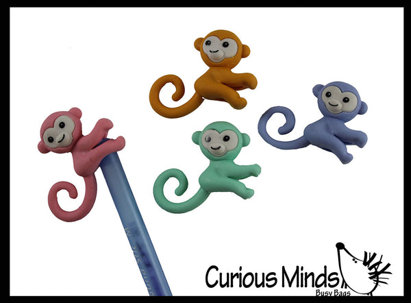 Cute Monkey Animal 3D Adorable Erasers - Eraser Pencil Toppers - Desk | Curious Minds Busy Bags