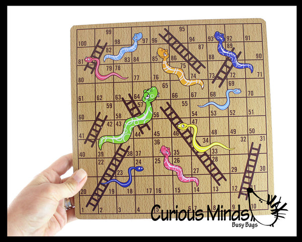 Wooden Snakes and Ladders Game - Classic Children's Board Game - Educa ...