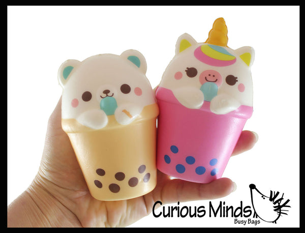 Animal Drinking Bubble Tea Drink Slow Rise Squishy Toys - Memory Foam ...