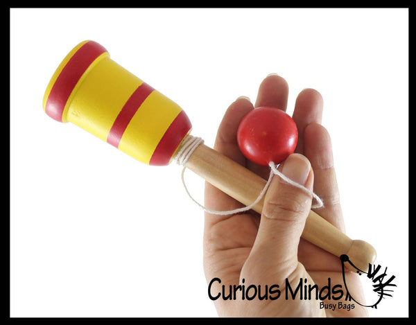 Set of 3 Wood Skill Game Toys - 1 Kendama, 1 Ball and Cup Catch Game ...