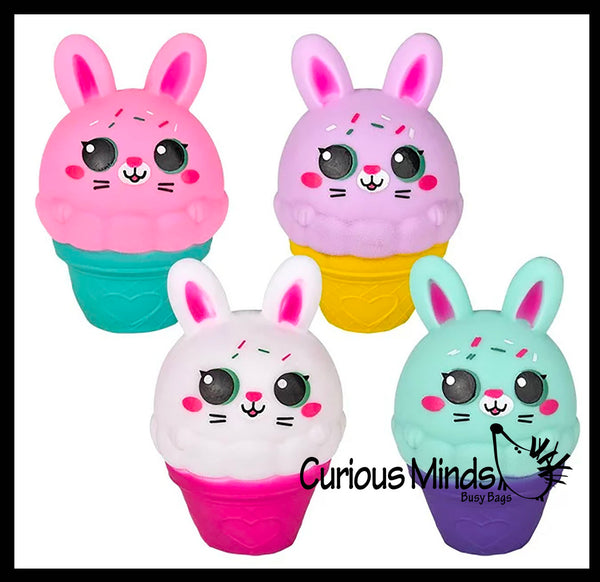Bunny Ice Cream Cone - Soft Creamy Doh Filled Squeeze Stress Balls - S ...