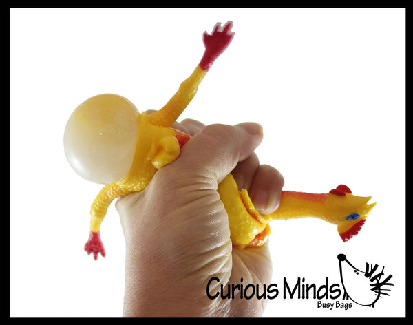 NEW - Large 7" Egg Laying Stretchy Rubber Chicken That Lays An Egg - S ...
