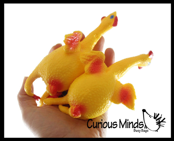 NEW - Large 7" Egg Laying Stretchy Rubber Chicken That Lays An Egg - S ...