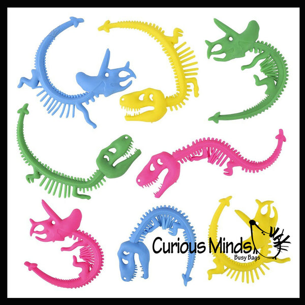 Dinosaur Fossil Animal Puffer Stretchy Noodle Toys - Dino Skeleton Bon ...