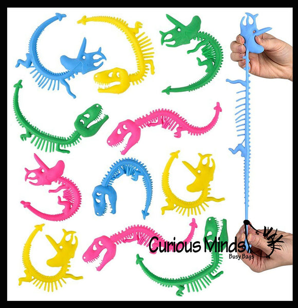 Dinosaur Fossil Animal Puffer Stretchy Noodle Toys - Dino Skeleton Bon ...