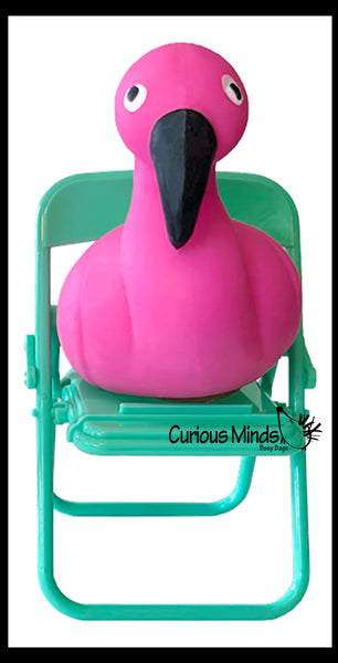Flamingo on a Folding Beach Chair - Soft Cream Doh Filled Stress Ball ...