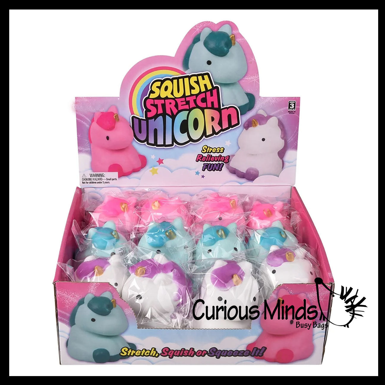 NEW - Soft Unicorn Animal Stress Ball - Sensory Fidget Stress Toy - Sq ...