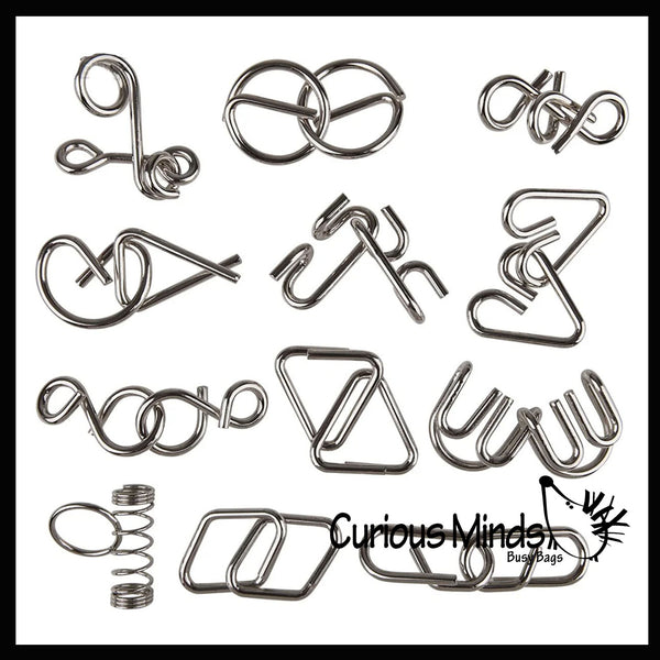 Mini Metal Wire Brain Teaser Puzzles - Individually Wrapped - Logic Un ...