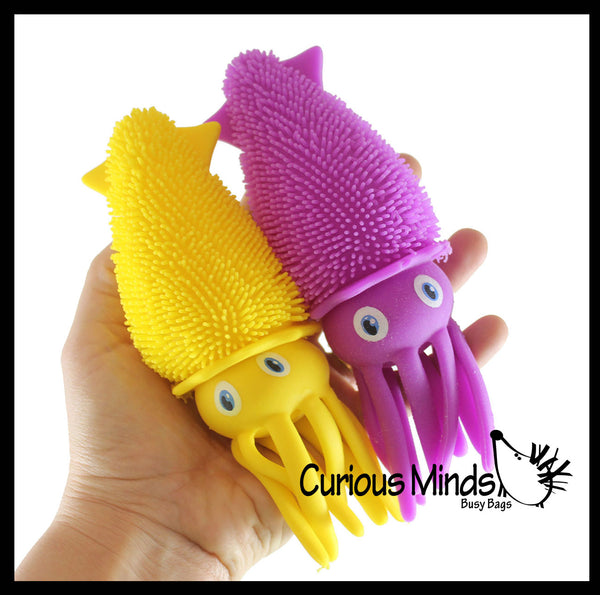 Puffer Squid Ball - Light Up Flashing Indoor Soft Hairy Air-Filled Sen ...