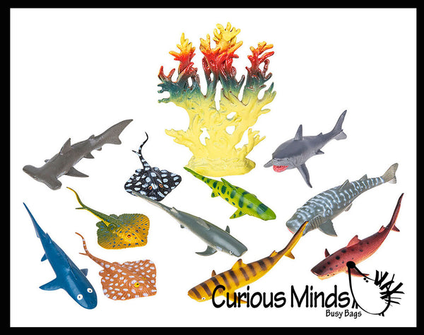 Miniature Sharks and Stingrays Animal Figurines Replicas | Curious ...