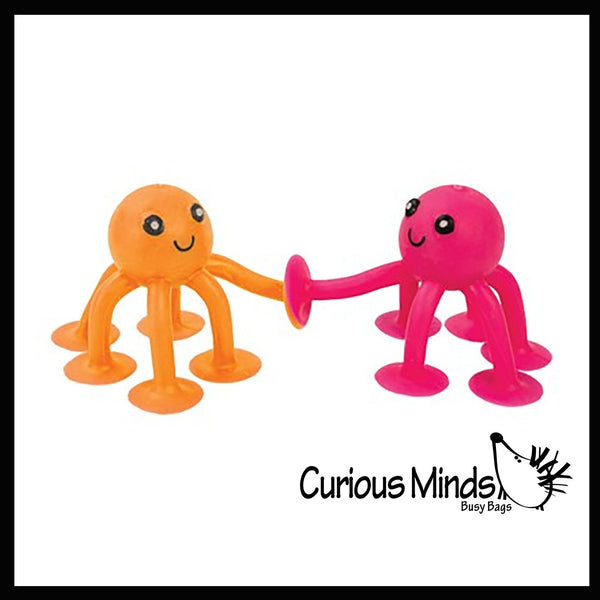 Suction Cup Octopus Fidget - Water Bath Toy - Window - Plane Car Stick ...
