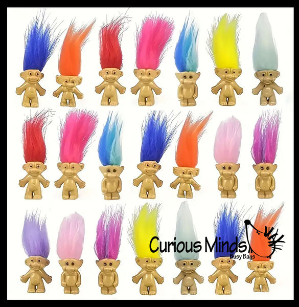 Mini Troll Dolls - Tiny Miniature Retro Troll with Long Hair Novelty ...