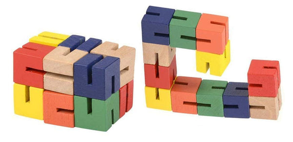 Small Bendy Wood Fidget Toy - Flexible Puzzle Fidget with Wood Cubes a ...