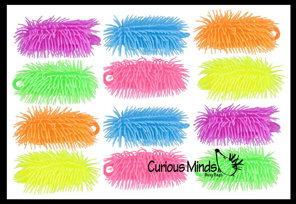 6" Puffer Worms - Sensory Fidget and Soft Hairy Air-Filled Stress Ball ...
