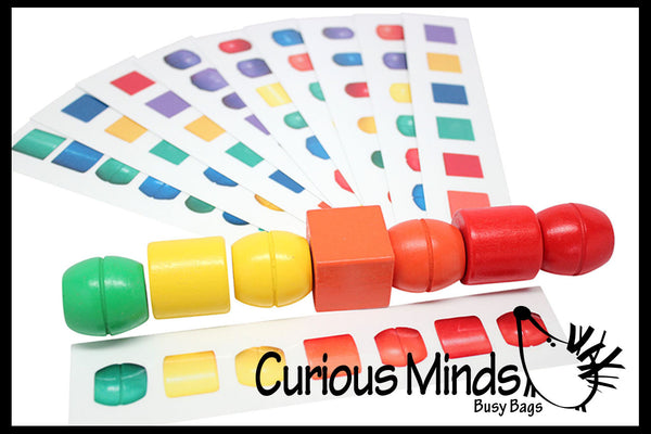 Large Chunky Wood Lacing Bead Busy Bag with Pattern Cards - Perfect fo ...