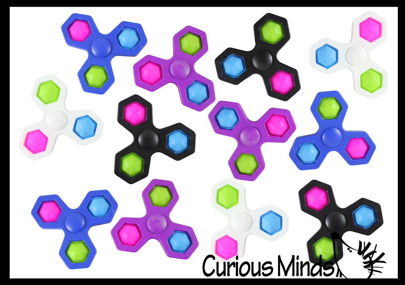 BULK - WHOLESALE - SALE - Colored Bubble Pop Fidget Spinner - 2 in 1 F ...