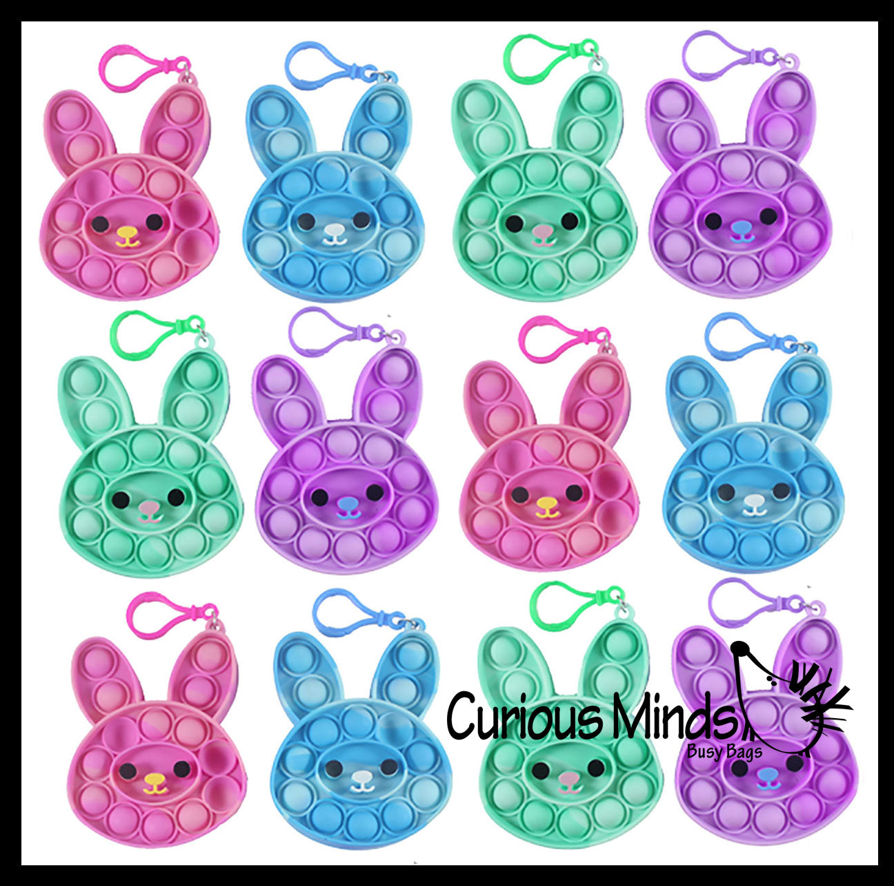 Small Bunny on Clip Bubble Popper Toy - Easter Themed - Easter Basket ...