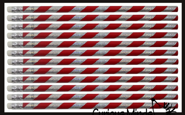 Candy Cane Pencils - Cute Christmas Mint Candy Striped Pencil - Party ...