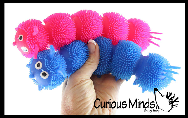 Large 8" Solid Color 5 Segment Puffer Caterpillar Fidget Sensory Toy ...