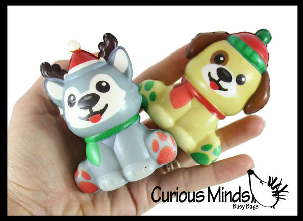 Christmas Dogs Slow Rise Squishy Toy - Memory Foam Squish Stress Ball ...