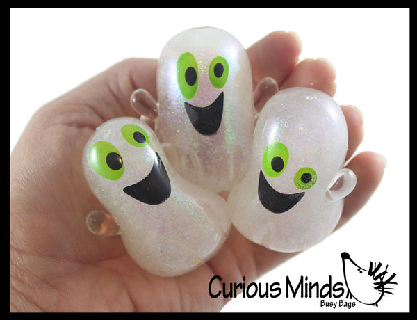 Glitter Gel Ghost Stress Balls - Sticky Ghosts Squeeze Fidget - Trick ...