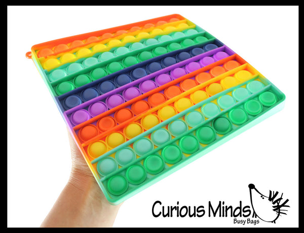 Rainbow Large 8" Bubble Pop Game - Silicone Push Poke Bubble Wrap Fidg ...