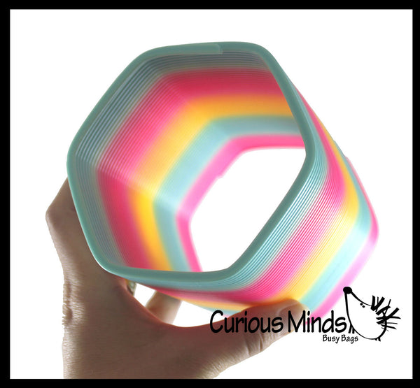 Super Large 5" Hexagon Rainbow Magic Spring Coil Toy - Sensory Fidget ...
