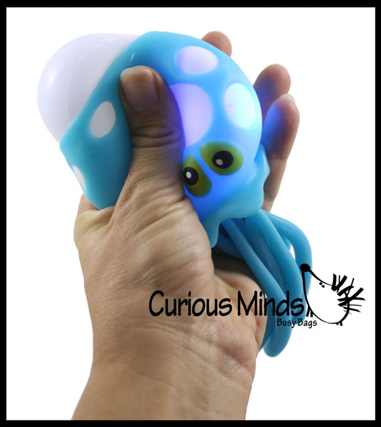 Light-Up Octopus/Jellyfish Bath Toy - Stress Ball - Wiggly Jiggly Squi ...