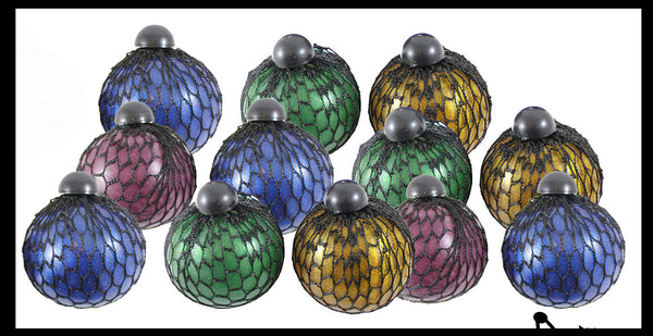 3" Metallic Bubble Mesh Balls - Squishy Fidget Ball with Web Netting ...