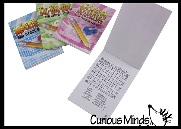 Mini Puzzle Books - Tiny Maze/Crossword/Word Search/Tic-Tac-Toe - Trav ...
