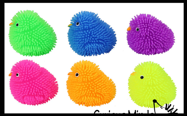 Chicken Family - 1 Hen and 6 Baby Puffer Chicks - Small Novelty Toy ...