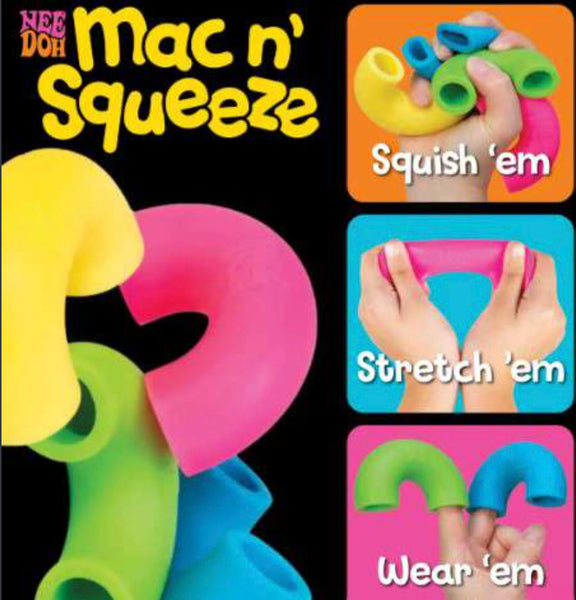 NeeDoh Mac and Squeeze Cheese - 4 Stretchy Elbow Noodle Strings Fidget ...