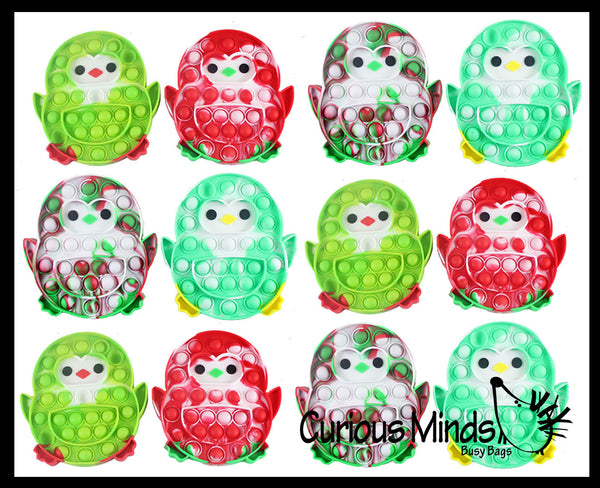 Cute Holiday Penguin Festive Bubble Popper Fidget Toy - Fun Party Favo ...