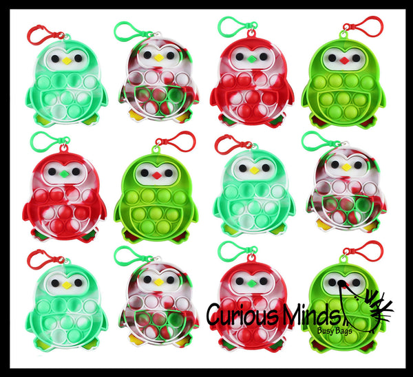 Cute Small Holiday Penguin on Clip Festive Bubble Popper Fidget Toy ...