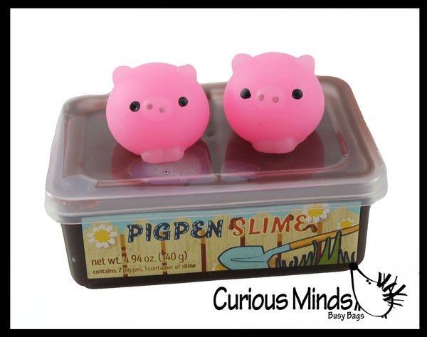 Pig Pen - Pigs in Mud Slime - 2 Piggy Mochi and Brown Mudd Putty - Ado ...
