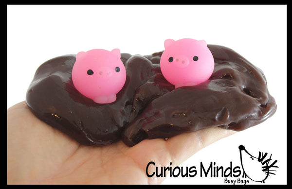 Pig Pen - Pigs in Mud Slime - 2 Piggy Mochi and Brown Mudd Putty - Ado ...