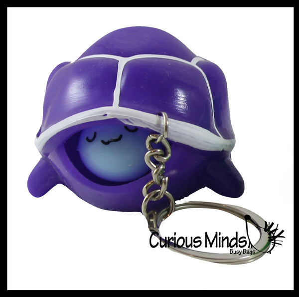 Fun Pop-Out Turtle Fidget Keychain Toy - Squeeze to Pop Head out of Sh ...
