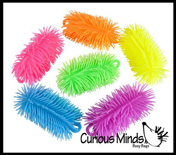 6" Puffer Worms - Sensory Fidget and Soft Hairy Air-Filled Stress Ball ...