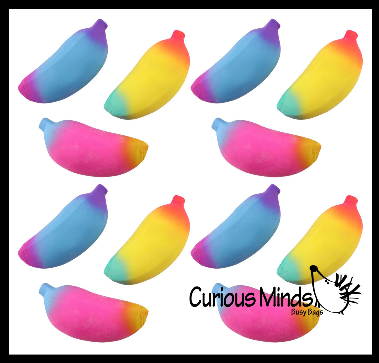 BULK - WHOLESALE - Rainbow Colored Squishy Sand Banana - Moldable Sens ...