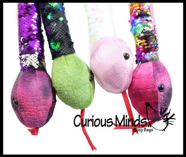 26" Plush Snake with Mermaid 2 Color Reversible Sequin Scales - Stuffe ...