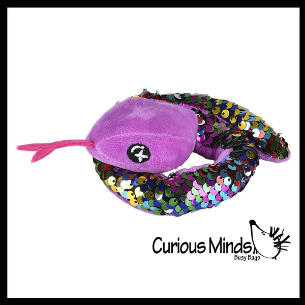 Plush Snake 15" with Mermaid 2 Color Reversible Sequin Scales - Stuffe ...