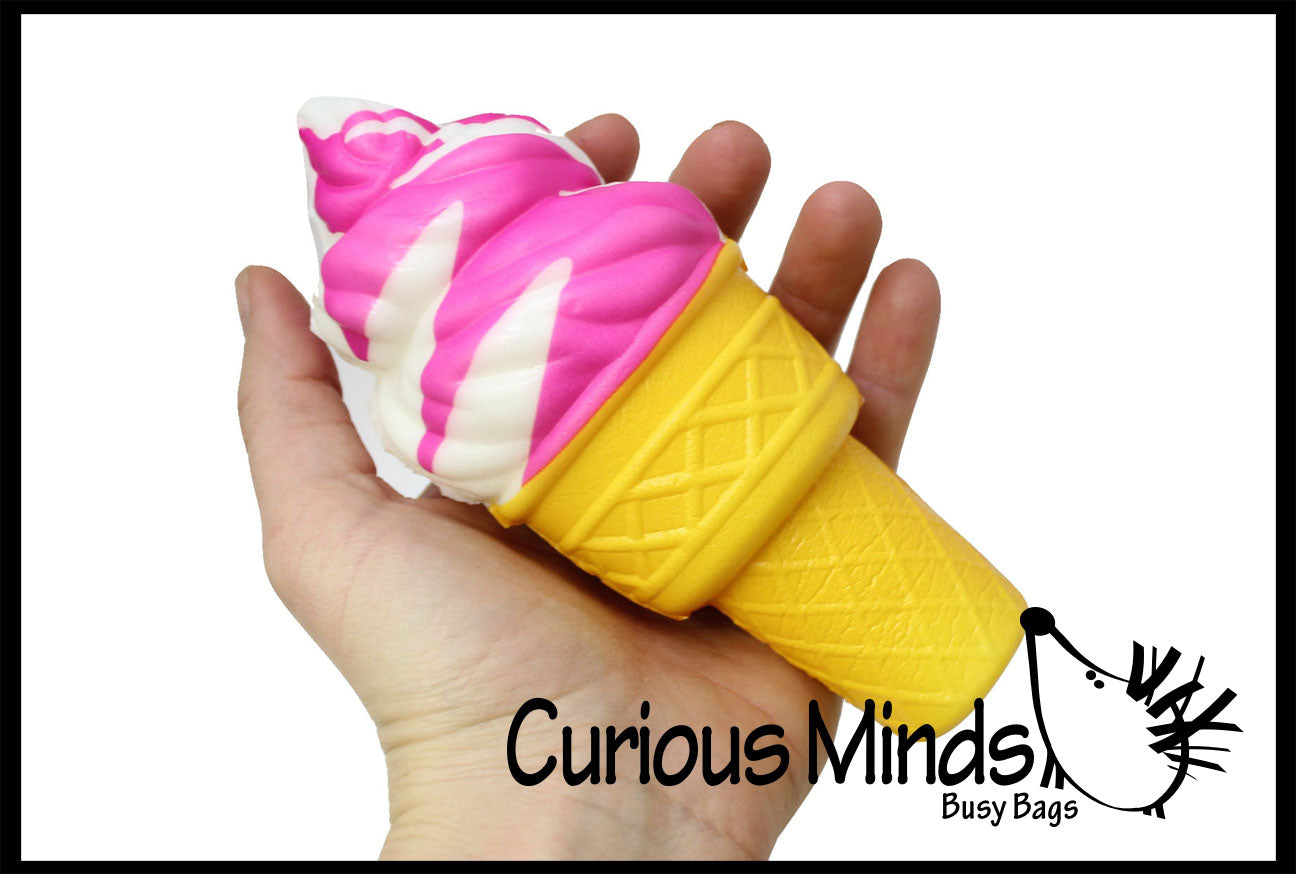 Large 6.5" Squishy Slow Rise Ice Cream Cone - Sensory, Stress, Fidget ...