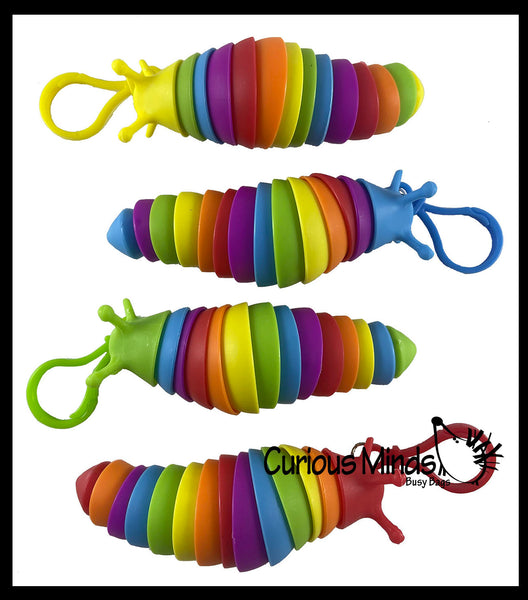 Small Fidget Slug on Clip - Articulated Jointed Moving Slug Toy - Uniq ...