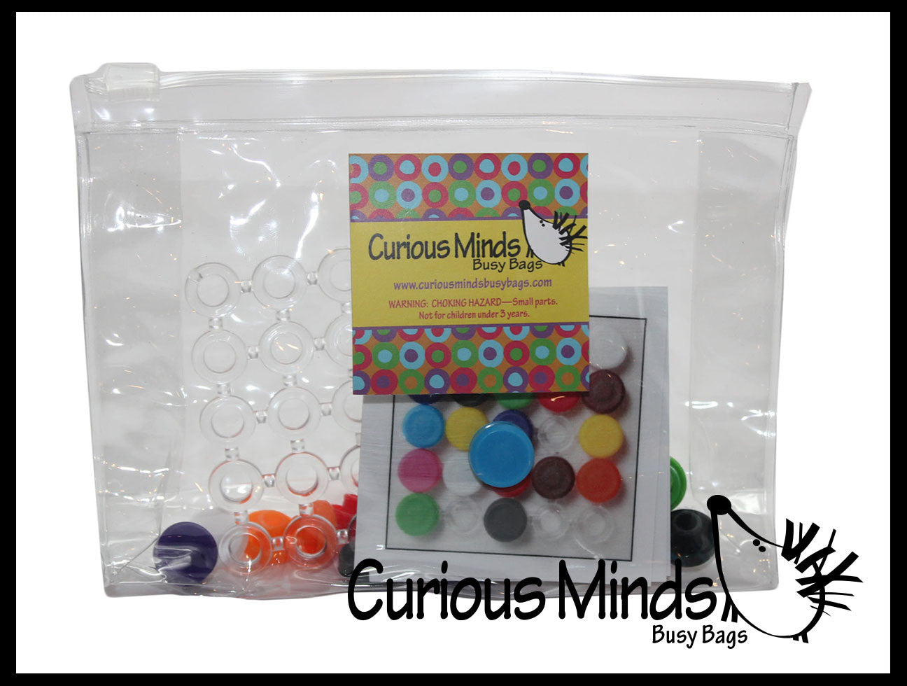 Tiny Snap Button Peg Board with Pattern Cards Toy | Curious Minds Busy Bags