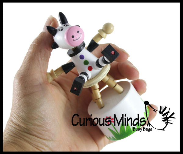 Wooden Collapsing Thumb Dancing Push Puppet Animals | Curious Minds ...